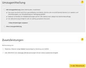 Deutsche Post Umzugsmitteilung